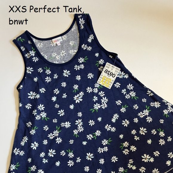 LuLaRoe | Tops | Xxs Lularoe Perfect Tank Navy Blue With Little White ...